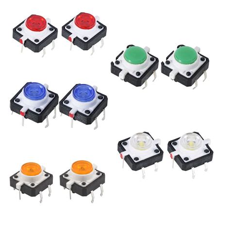 Pcs Color LED Tactile Button Push Switch Momentary Tact With LED Round Cap EBay Tactile