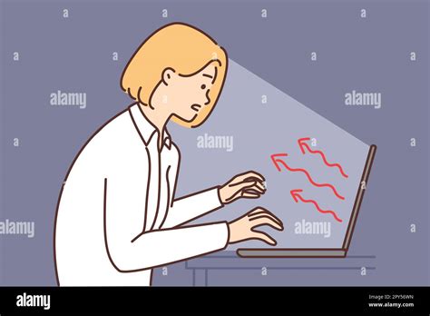 Woman Is Typing On Keyboard Stretching Hands To Laptop That Negatively Affects Health Or Psyche