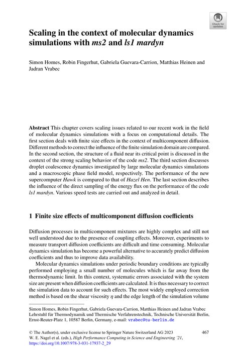 Pdf Scaling In The Context Of Molecular Dynamics Simulations With Ms2