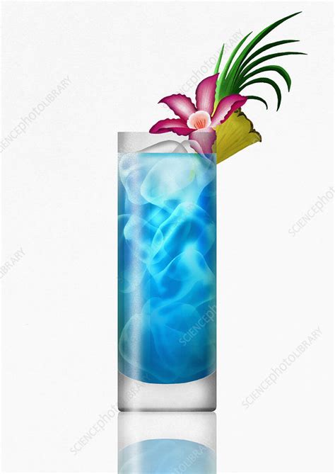 Blue Hawaiian Tropical Cocktail Drink Illustration Stock Image