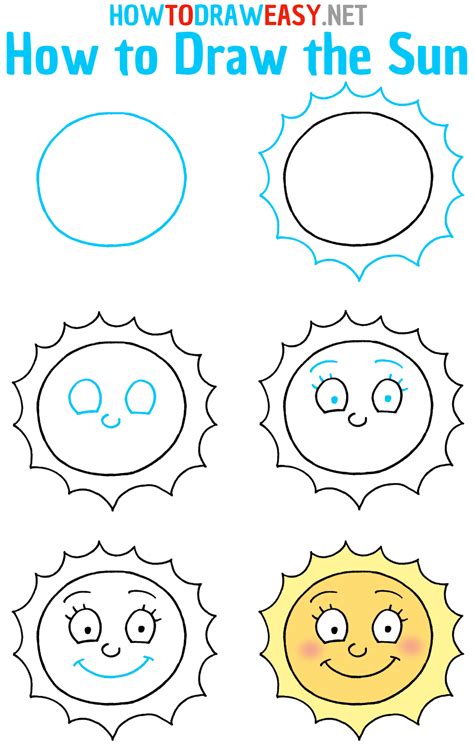 How To Draw A Cartoon Sun How To Draw Easy