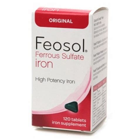 Feosol Ferrous Sulfate Iron Tablets 325 Mg 120 Count Iron