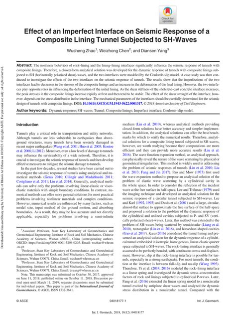 zhao et al 2018 effect of an imperfect interface on seismic response of