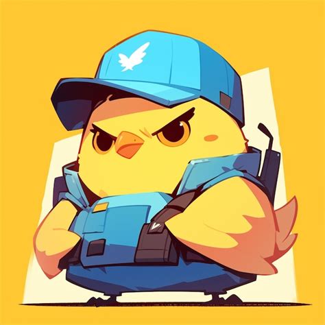 Premium Vector A Cute Chick Security Guard Cartoon Style