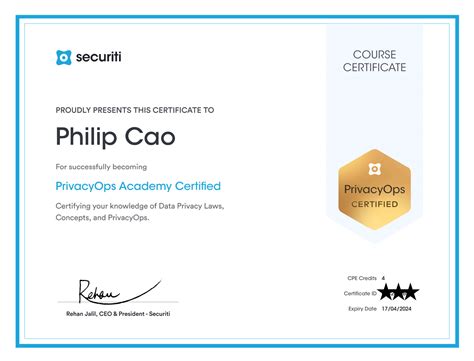 Securiti Privacyops Certification Dr Philip Cao