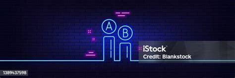 Ab 테스트 라인 아이콘입니다 Ui 테스트 차트 기호입니다 네온 광광선 효과 벡터 0명에 대한 스톡 벡터 아트 및 기타 이미지