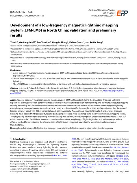 Pdf Development Of A Low Frequency Magnetic Lightning Mapping System