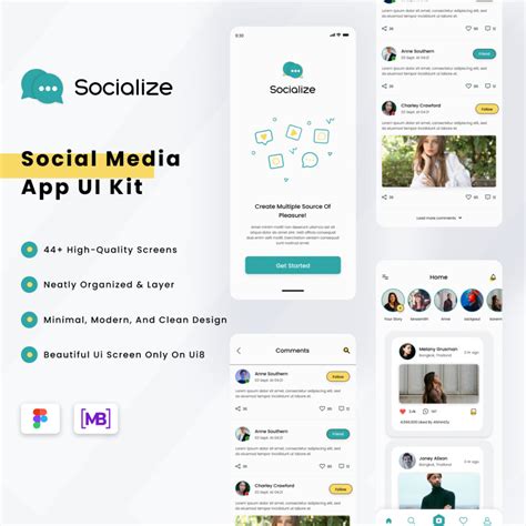 Socialize Social Media Mobile App Ui Kit Masterbundles