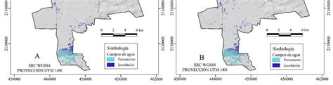 Extent Of Flooding With Random Forest A And Logistic Regression B