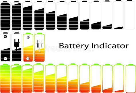Vector Symbols Of Battery Level Indicator Stock Vector Illustration Of Collection Drawing