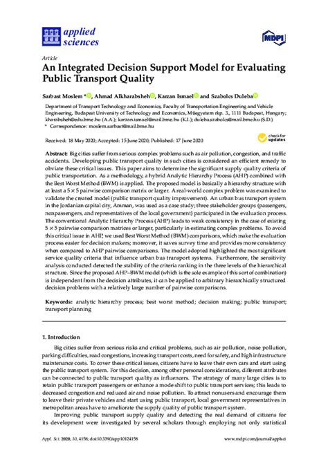 Pdf An Integrated Decision Support Model For Evaluating Public