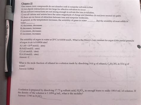 Solved Chapter 12 Reason Ionic Compounds Do Not Dissolve