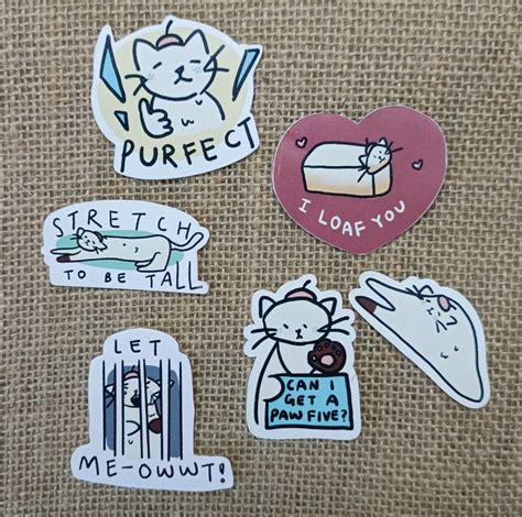 Cute Cat Puns Stickers Vinyl Matte Waterproof Die Cut Hobbies