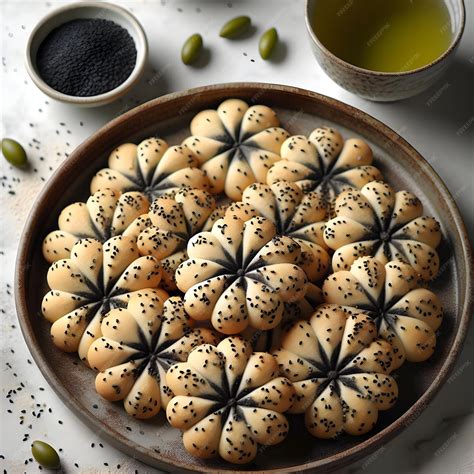Premium Photo Japanese Black Sesame Cookies