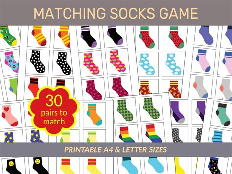 Printable Matching Socks Game Classroom Homeschool Activity