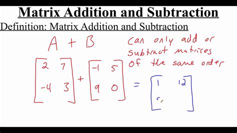 722 Matrix Addition And Subtraction Youtube