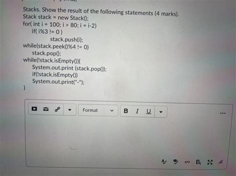 solved stacks show the result of the following statements