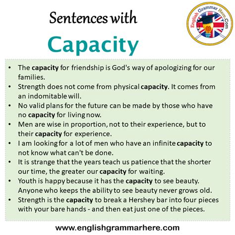 Sentences With Capacity Capacity In A Sentence In English Sentences