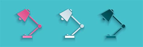 파란색 배경에 격리된 용지 절단 테이블 램프 아이콘입니다 종이 아트 스타일 벡터 일러스트레이션 0명에 대한 스톡 벡터 아트 및 기타 이미지 Istock