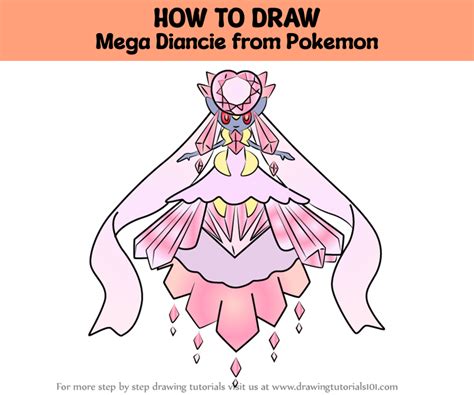 How To Draw Mega Diancie From Pokemon Pokemon Step By Step