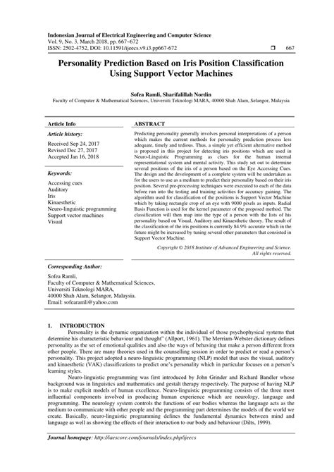 pdf personality prediction based on iris position classification