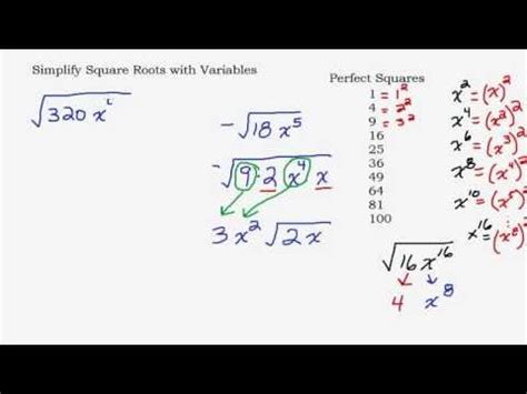 Simplify Square Roots With Variables YouTube