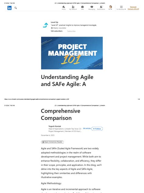 Understanding Agile And Safe Agile A Comprehensive Comparison Linkedin Pdf Agile
