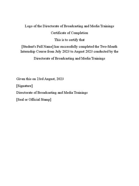 Internship Certificate Pdf