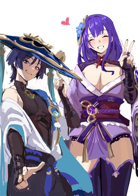 Raiden Shogun Scaramouche And Wanderer Genshin Impact Drawn By Chela77 Danbooru