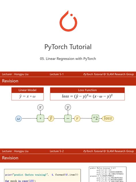 Lecture 05 Linear Regression With Pytorch Pdf Learning