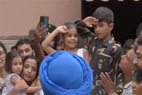 Watch Six Year Old Sons Final Salute To Colonel Manpreet Singh Killed