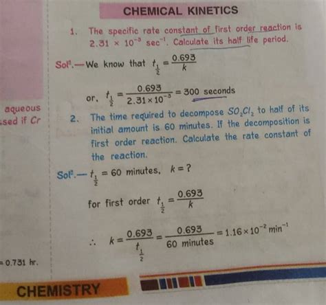 Chemical Kinetics 1 The Specific Rate Constant Of First Order Reaction I