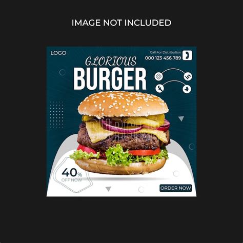 패스트 푸드 소셜 미디어 프로모션 및 인스타그램 포스트 템플릿 프리미엄 벡터