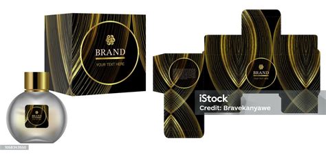 포장 디자인 블랙과 골드 럭셔리 상자 템플릿과 이랑 상자 화장품 용기에 라벨 일러스트 벡터입니다 개념에 대한 스톡 벡터 아트 및 기타 이미지 Istock