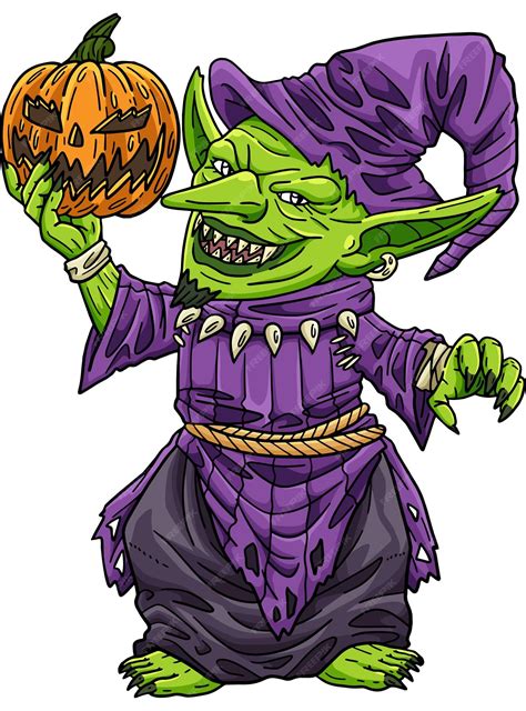 Premium Vector This Cartoon Clipart Shows A Halloween Goblin Hat And