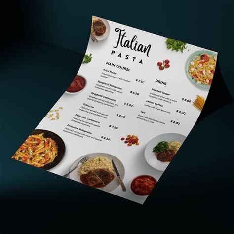 Restaurant Menu Template Food Menu Template Editable Restaurant Food Menu Customizable Menu