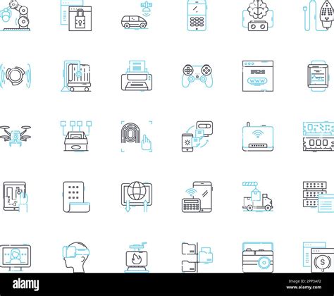 Technological Apparatus Linear Icons Set Smartph Tablet Laptop Desktop Router Server