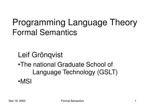 Ppt Programming Language Theory Formal Semantics Powerpoint Presentation Id5882204