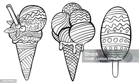 젠탱글 아이스크림 세트는 성인을 위한 색칠하기 책입니다 벡터 그림입니다 젠탱글 패턴에 대한 스톡 벡터 아트 및 기타 이미지 젠탱글 패턴 패턴 개체 그룹 Istock