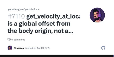 Getvelocityatlocalposition Is A Global Offset From The Body Origin Not A Local Point