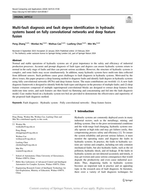 Multi Fault Diagnosis And Fault Degree Identification In Hydraulic Systems Based On Fully