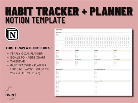 Habit Tracker Planner Notion Template You Are Loved Templates