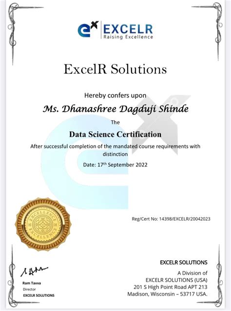 Dhanashree Shinde On Linkedin Excelrsolution Datascience