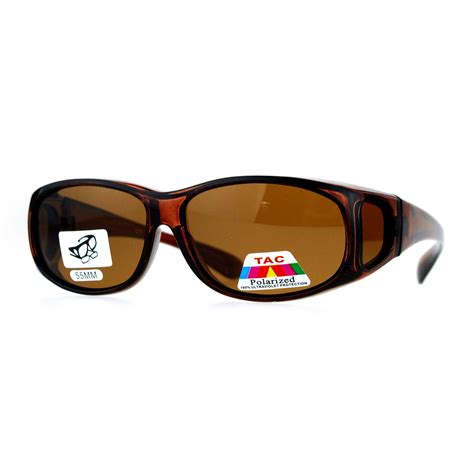 Sa106 Polarized 55mm Fit Over Otg Oval Rectangular Sunglasses All Brown