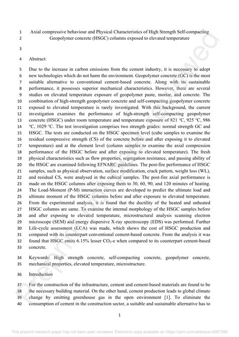 Pdf Axial Compressive Behaviour And Physical Characteristics Of High Strength Self Compacting