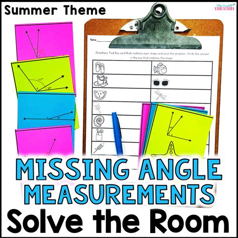 Finding Missing Angles Solve The Room Summer Math Activity 4th Grade