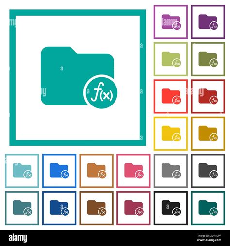 Directory Functions Flat Color Icons With Quadrant Frames On White Background Stock Vector Image
