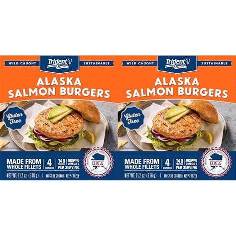 Trident Alaskan Salmon Burgers Frozen 112 Oz Pack Of