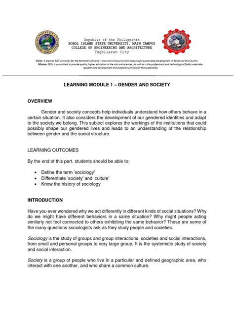 Learning Module No1 Gender And Society Download Free Pdf
