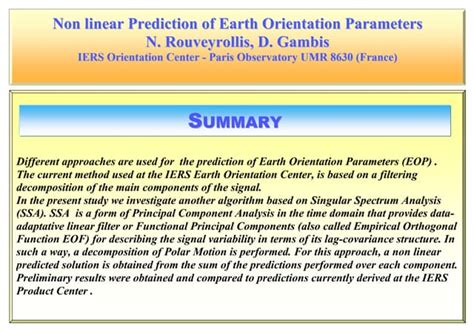 non linear prediction of earth orientation parameters pdf